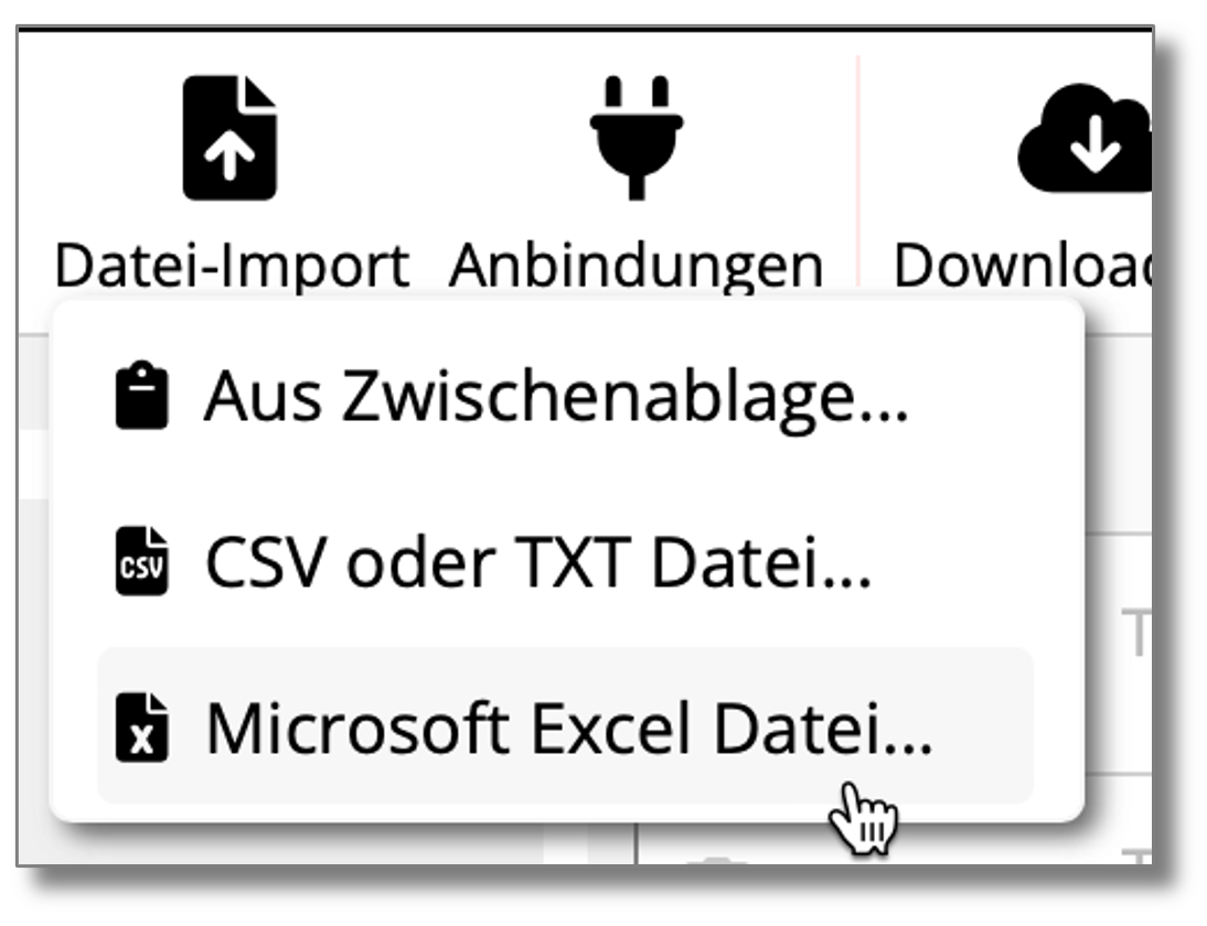 Excel-Datei importieren - mailfino